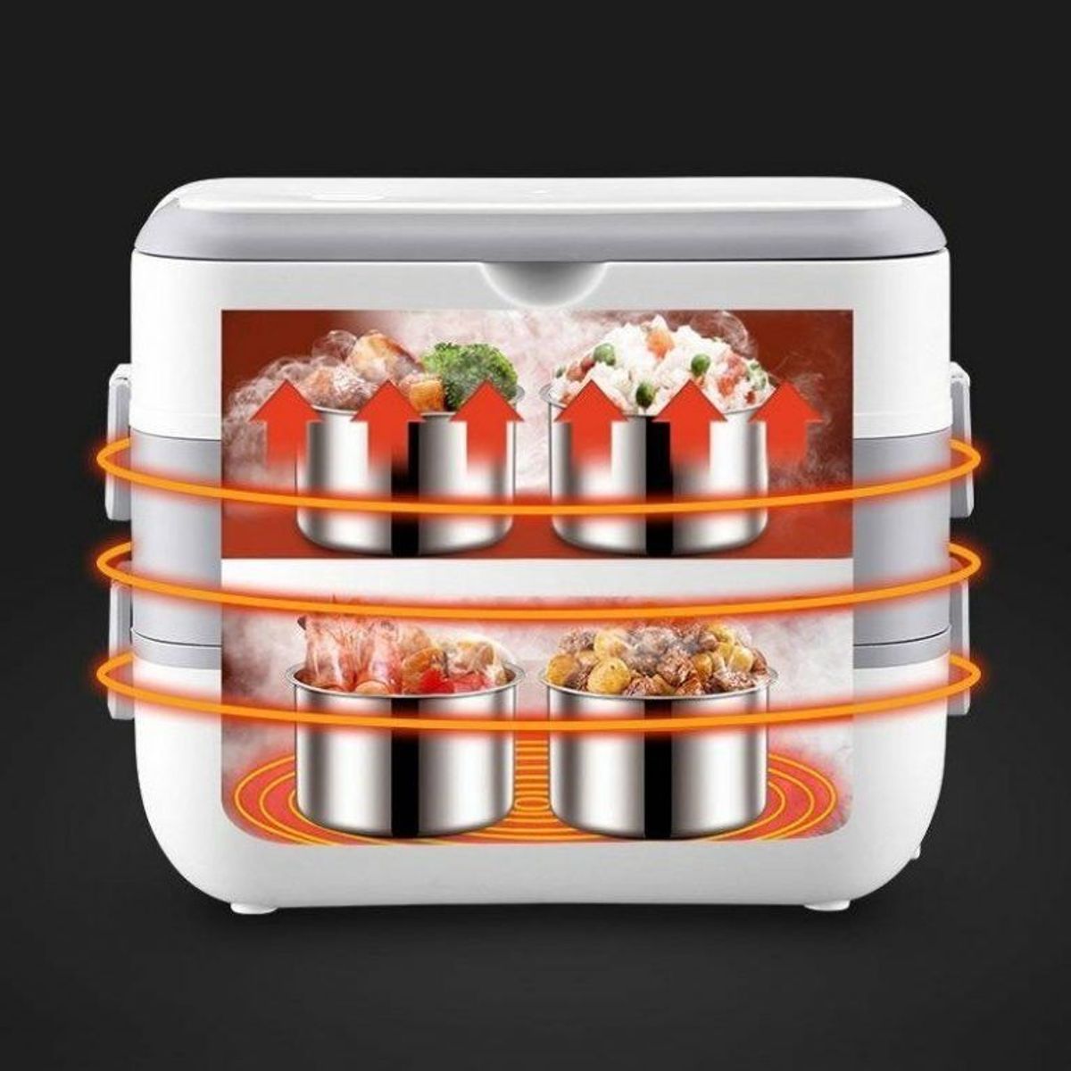 Hộp Cơm Cắm Điện Nấu Chín Và Hâm Nóng, 4 Lõi Inox Sang Trọng ...