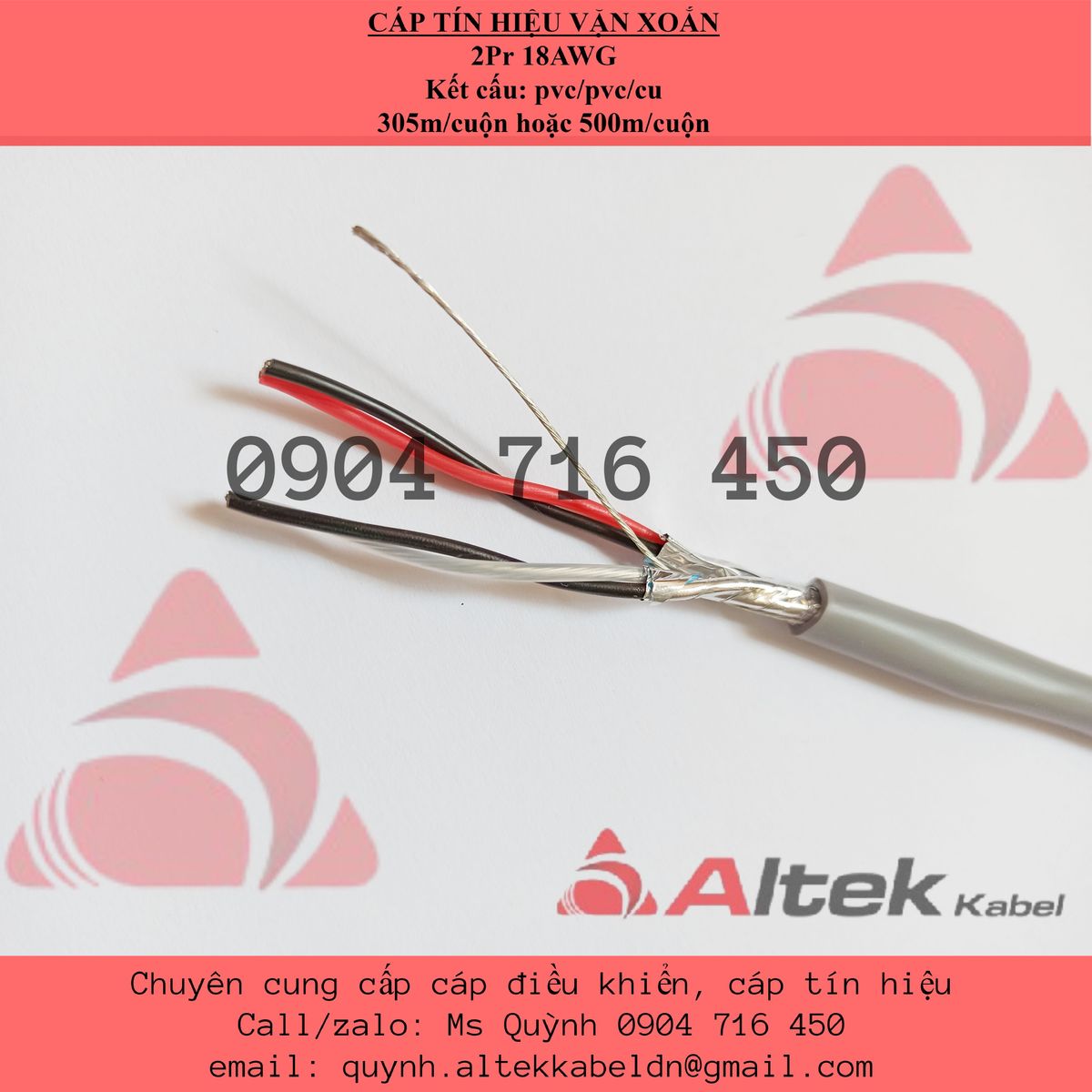 Cáp tín hiệu vặn xoắn chống nhiễu 2Pr 18AWG giá sỉ, giá bán buôn - Thị ...