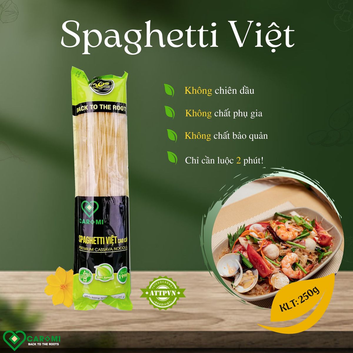 Mì Ý kiểu Việt Gluten Free - Spaghetti Việt Caromi, gói 250g - Phở sắn ...