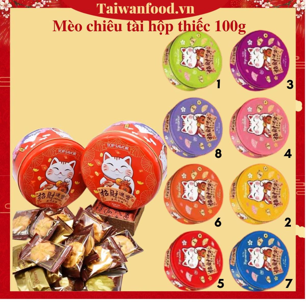 Bánh quy mèo thần tài hộp thiếc 100g - Bánh quy Mèo Thần Tài Top Savor ...