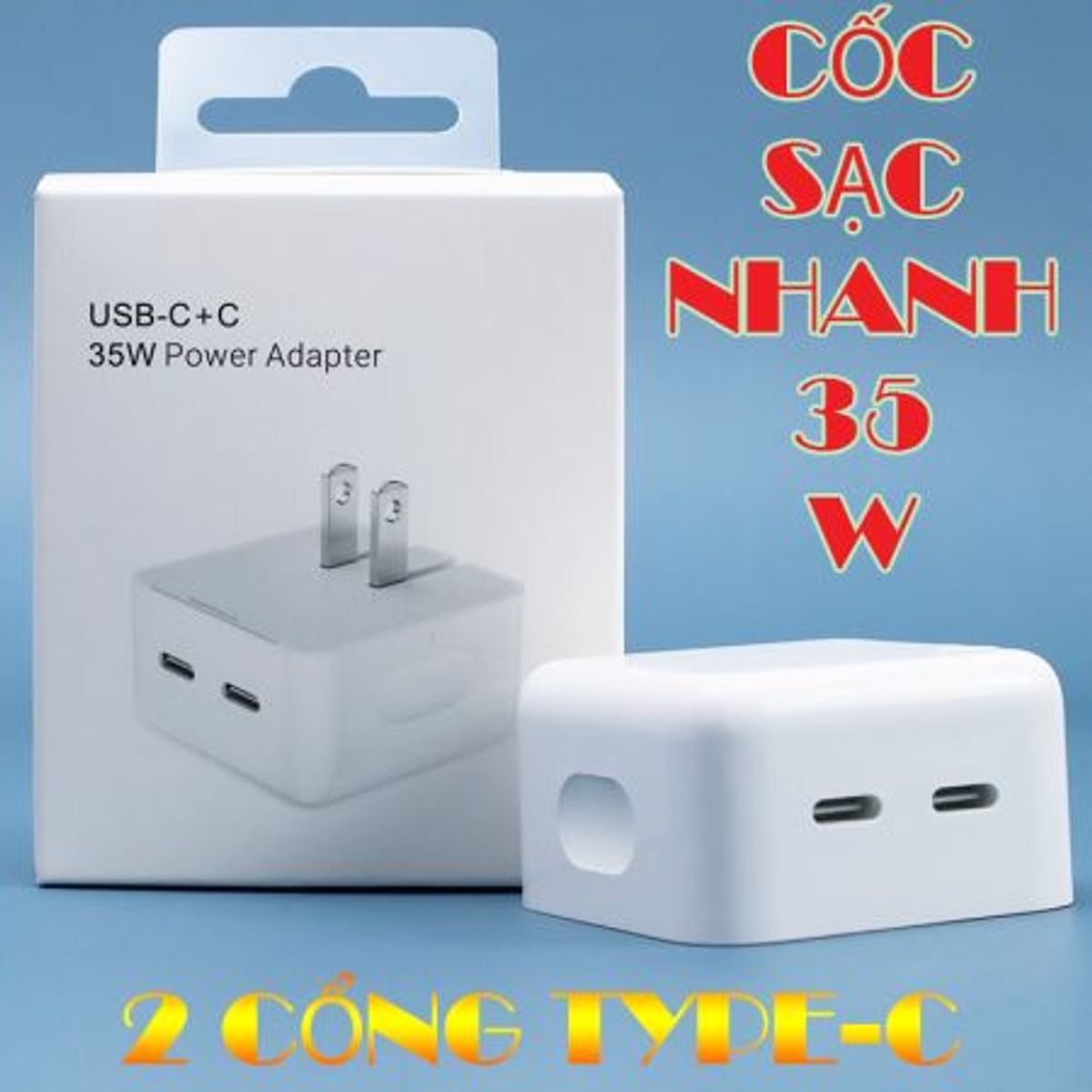 CỐC SẠC NHANH IP14 -35W - 2 CỔNG TYPE C FULL BOX giá sỉ, giá bán buôn - Thị Trường Sỉ