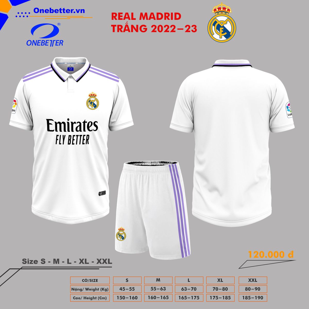 Đồ đá banh, quần áo bóng đá CLB Real Madrid 2022-23 màu trắng - Size từ ...