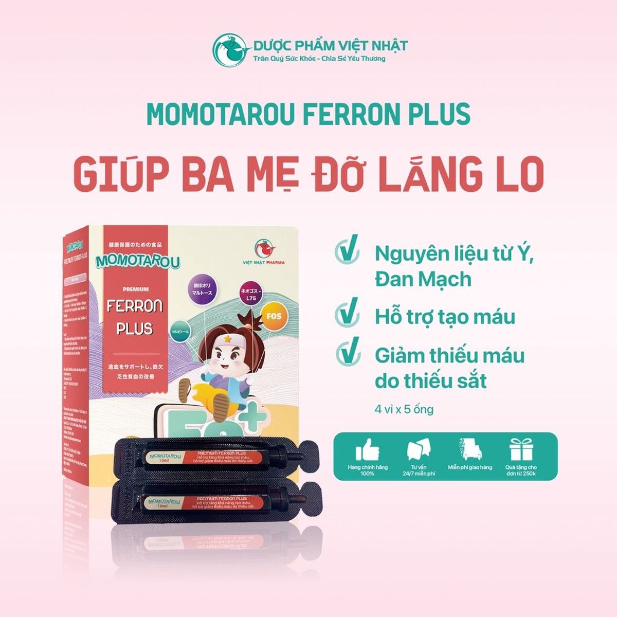 Siro Momotarou Premium Ferron Plus Việt Nhật - Hộp 20 ống x 10ml giá sỉ ...