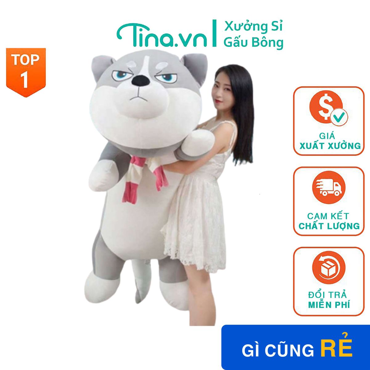 Chó Bông Husky Gấu Bông Chó Husky Gấu Bông Chó Alaska Mềm Mịn Co Giãn 4 ...