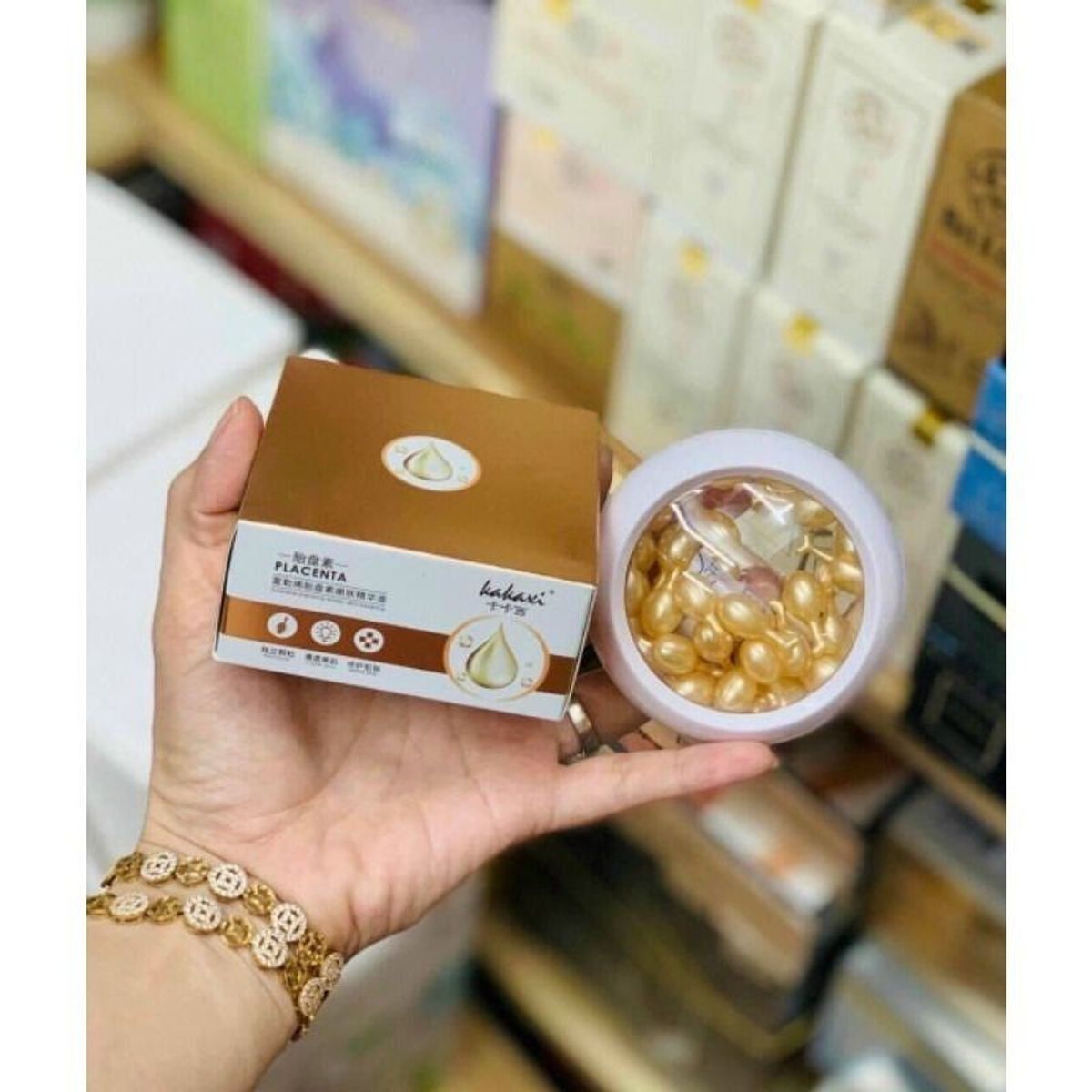 Hộp 30 viên Tinh chất dưỡng trắng phục hồi da xỉn màu Kakaxi Placenta ...