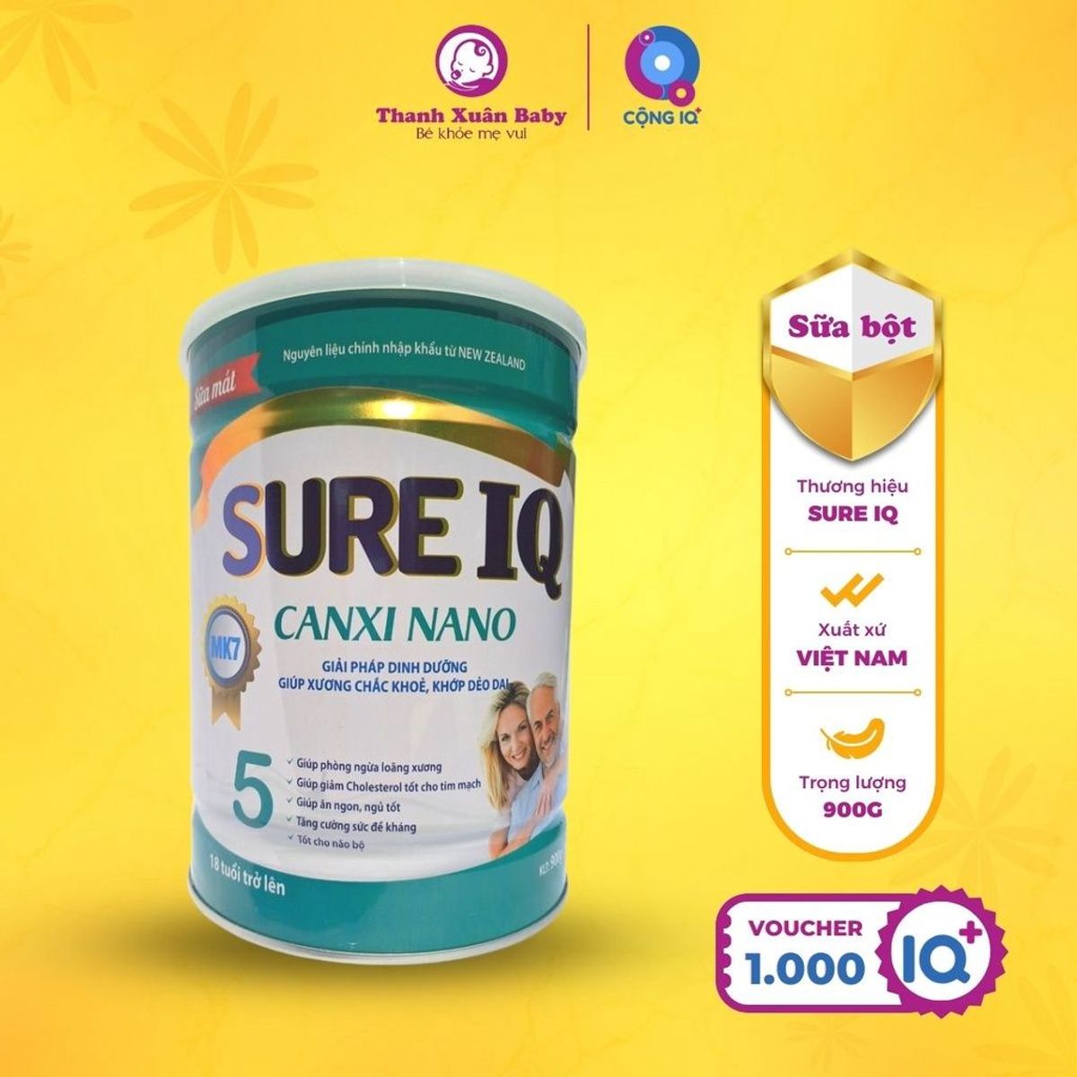 Sữa bột Sure IQ Canxi Nano giúp xương chắc khỏe, khớp dẻo dai 900g ...