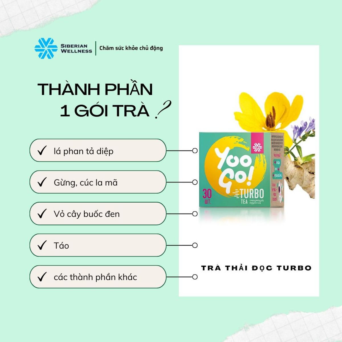 30 gói Trà Yoo go Turbo Tea Body T Siberian Health , Trà thảo mộc, Hỗ ...