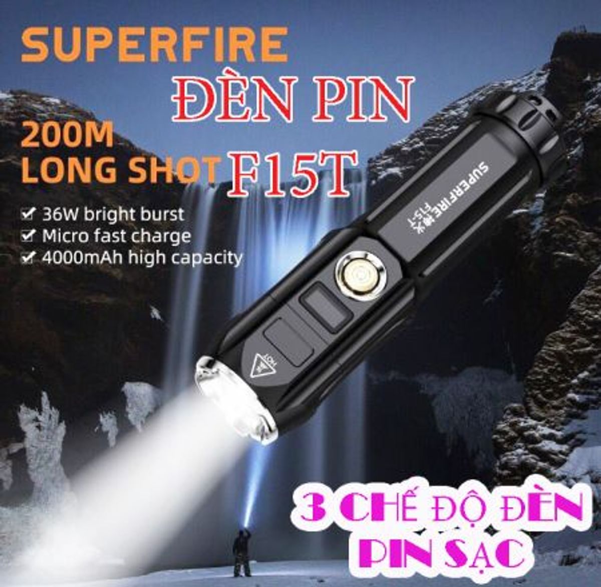 ĐÈN PIN SIÊU SÁNG F15T - FULL BOX giá sỉ, giá bán buôn - Thị Trường Sỉ
