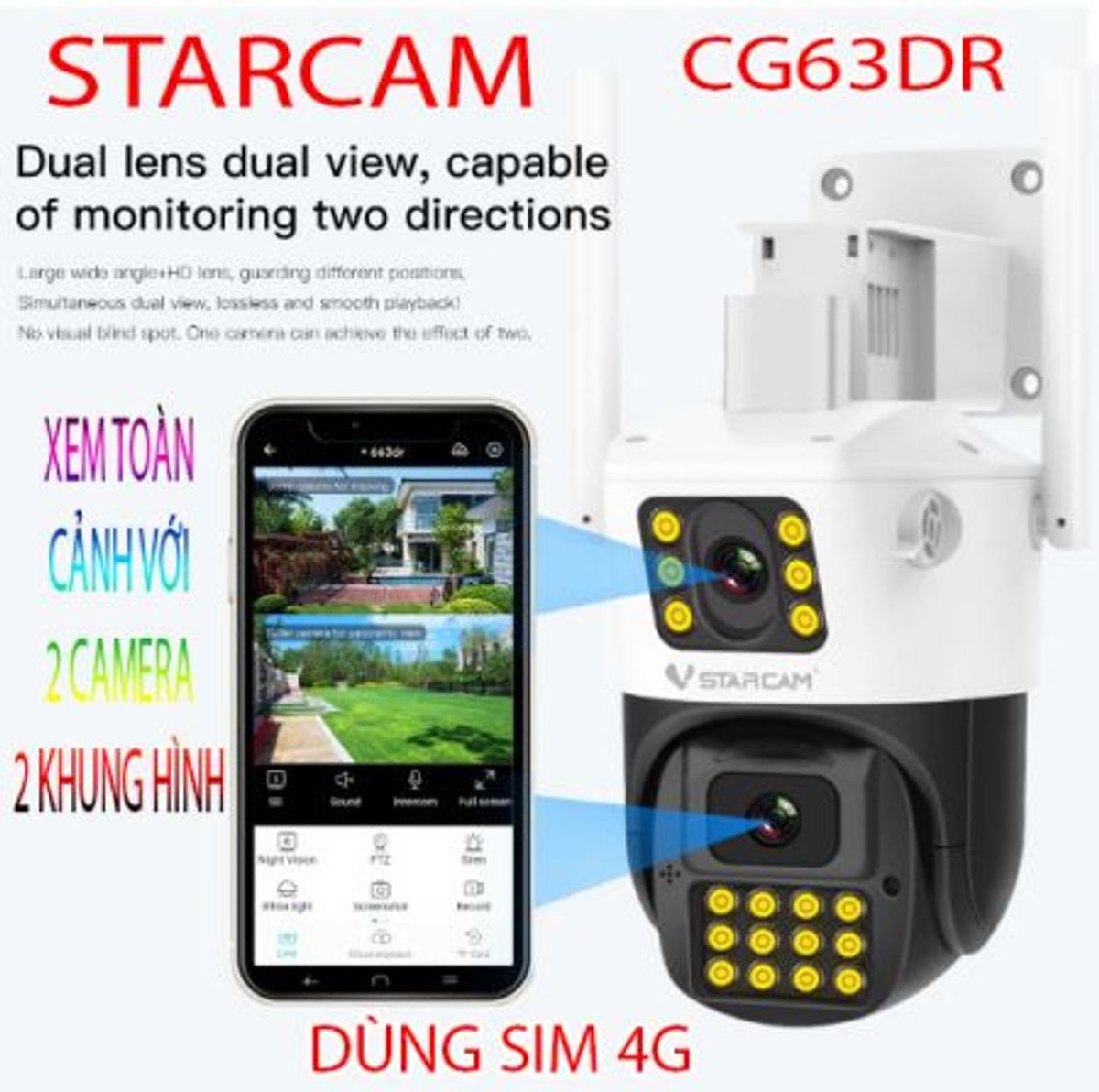 Camera Wifi 2 Màn Hình starcam CG663DR. Xài Sim 4G giá sỉ, giá bán buôn ...