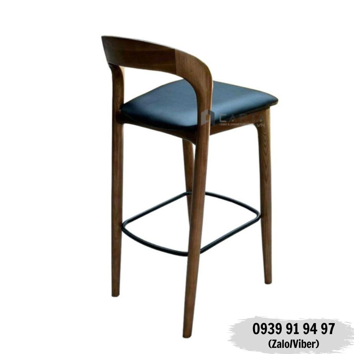 Ghế bar gỗ ASH lưng tựa cao có nệm ngồi chân sắt sơn tĩnh điện CB NEVA ...