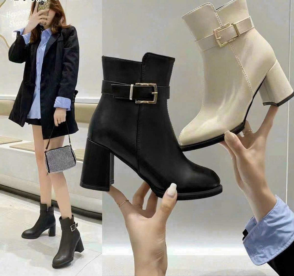 Giày Boot Da Gót Vuông ( Hàng Quảng Châu Loại 1 ) giá sỉ, giá bán buôn ...