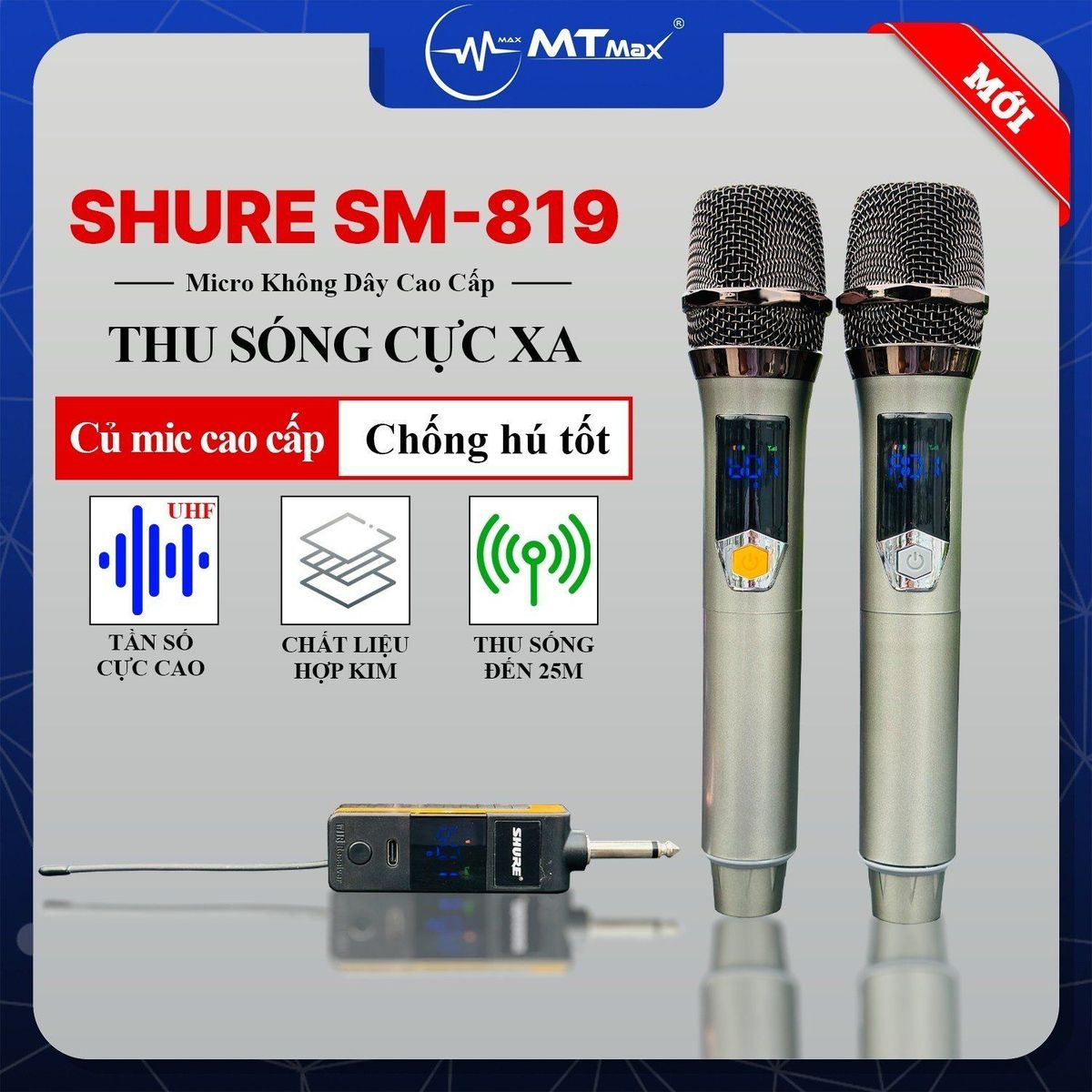 Micro Không Dây Đa Năng Shure SM-819 - Micro Karaoke Cao Cấp Tích Hợp ...