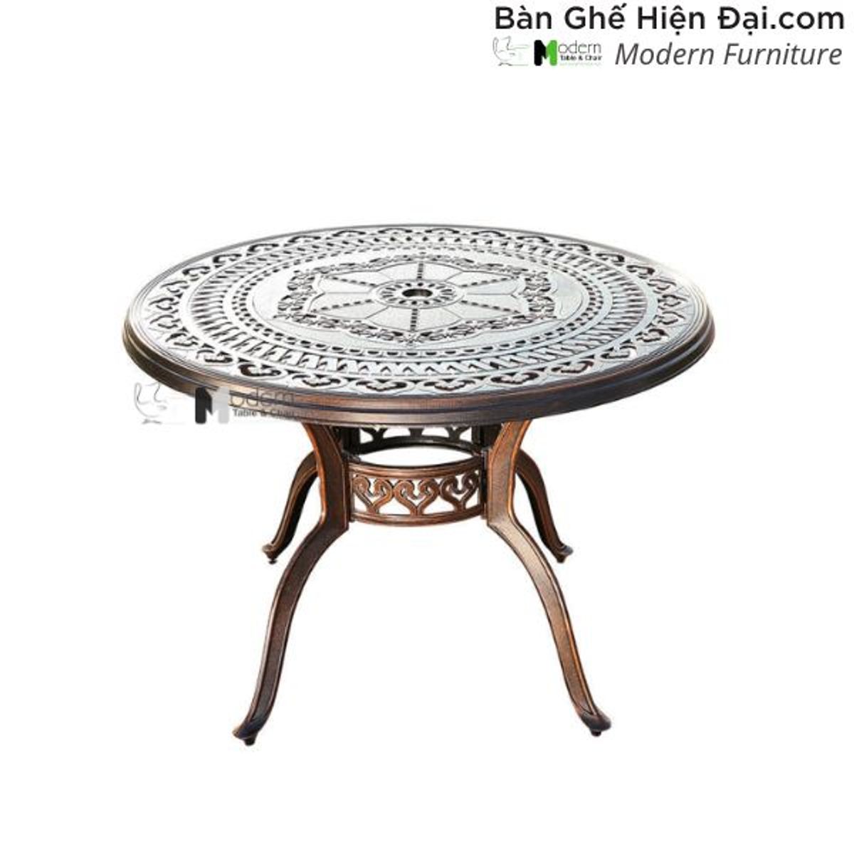 Bàn tròn café sân vườn ngoài trời mặt họa tiết khung nhôm đúc cao cấp ...