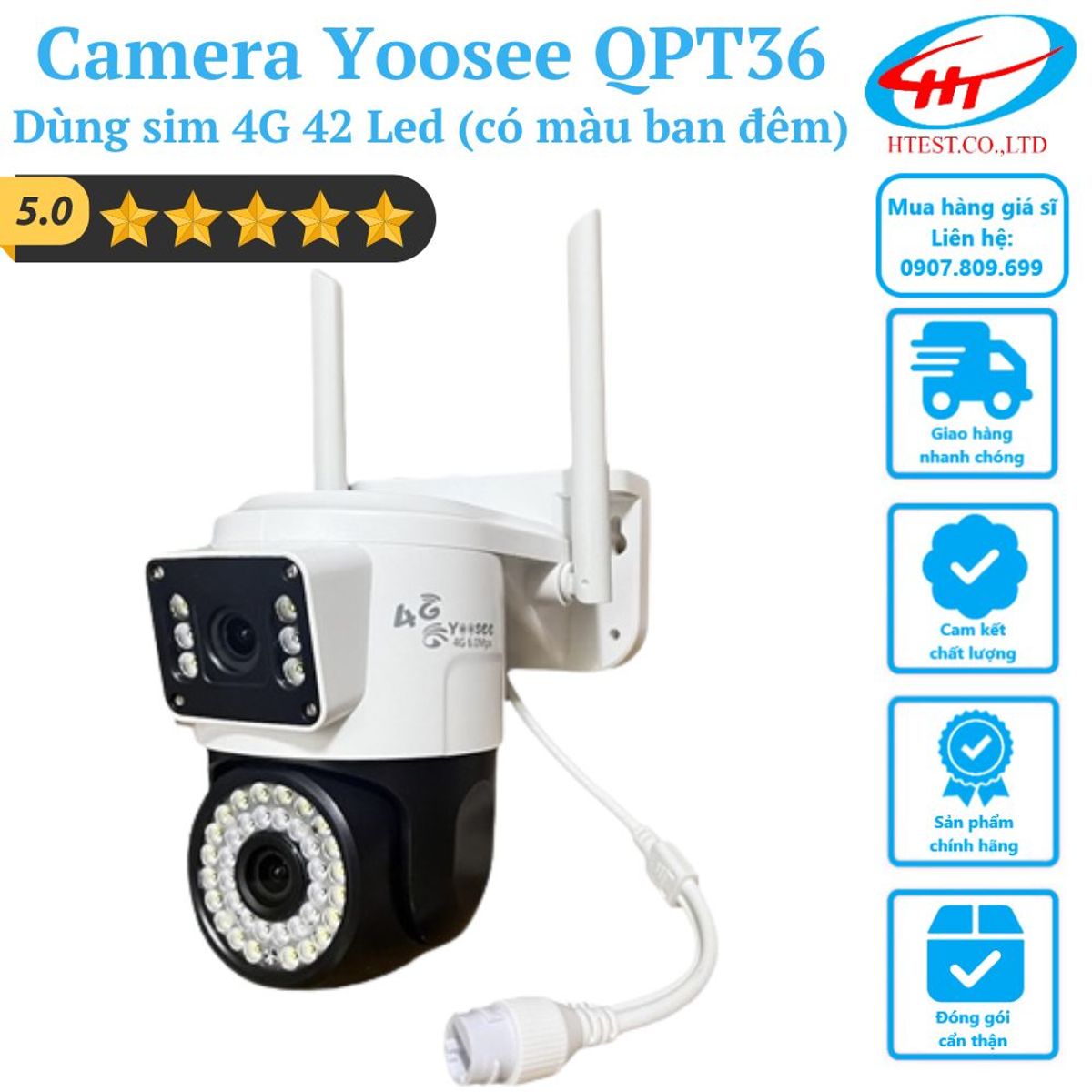 Camera Yoosee QPT36 – Dùng sim 4G 42 Led, ngoài trời 2 ống kính (có màu ban đêm) giá sỉ, giá bán ...