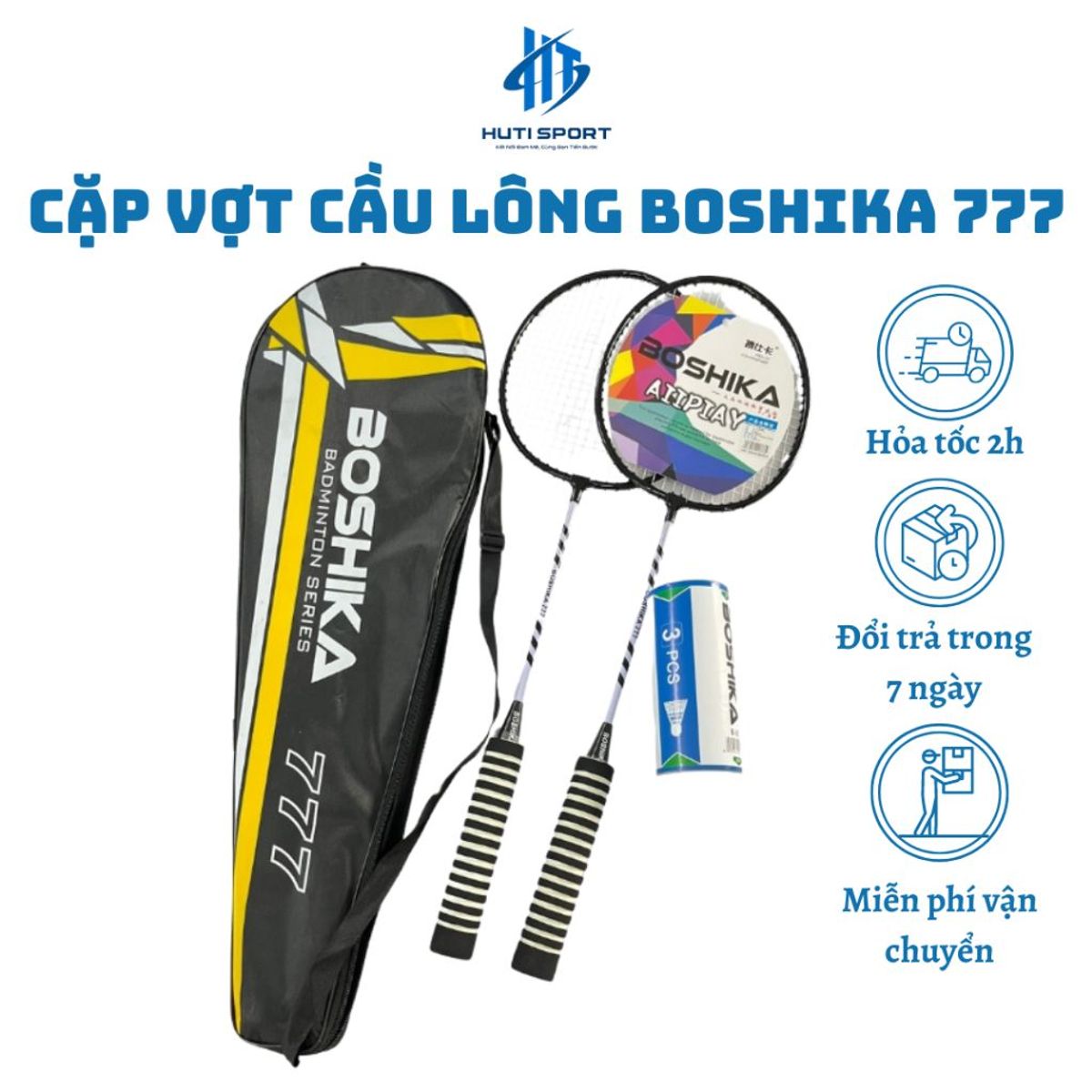 Cặp Vợt cầu lông BOSHIKA 777, Bộ Vợt Cầu Lông Hợp Kim Nhôm Tay Cầm Xốp ...