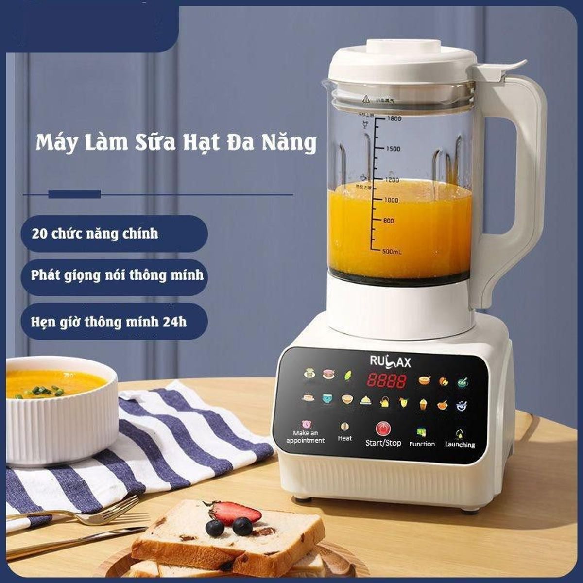 Máy Làm Sữa Hạt RULAX, Xay Nấu Đa Năng Xay Sinh Tố Nước Ép Dung Tích ...