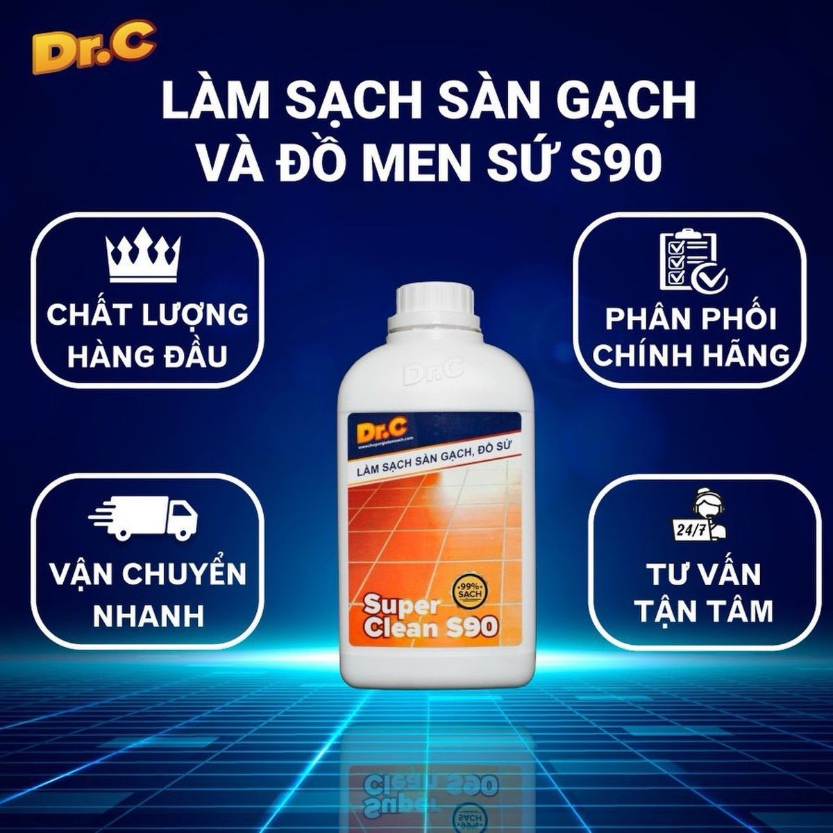 Tẩy sạch sàn gạch và đồ men sứ S90 drc giá sỉ, giá bán buôn - Thị Trường Sỉ