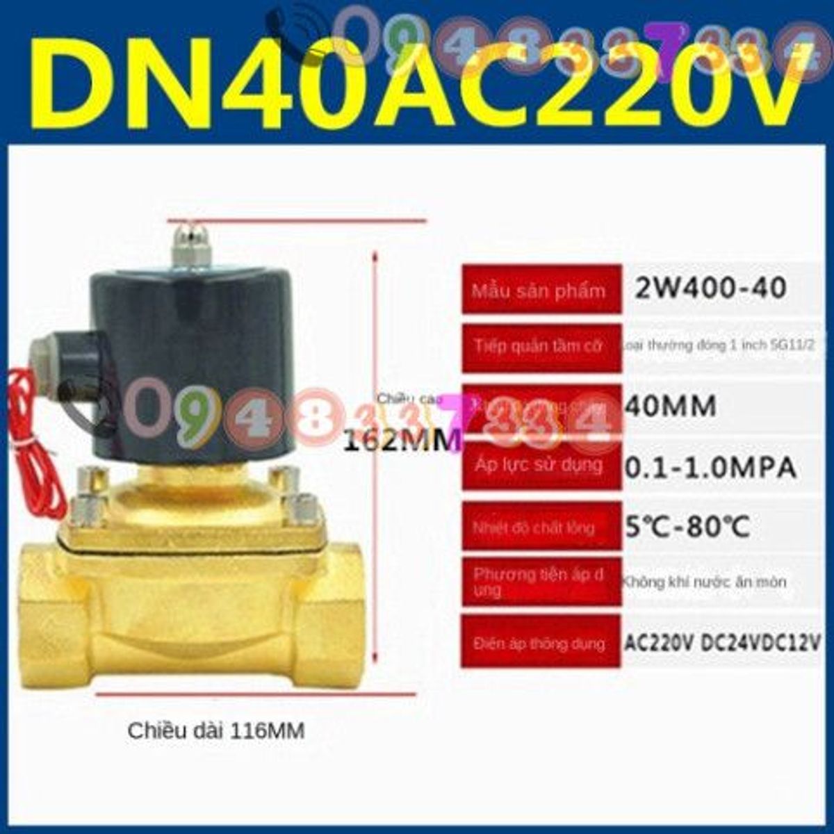 Van Điện Từ DN40 Van Chuyển Mạch Điều Khiển 220V 2w400-40 Van Điều ...
