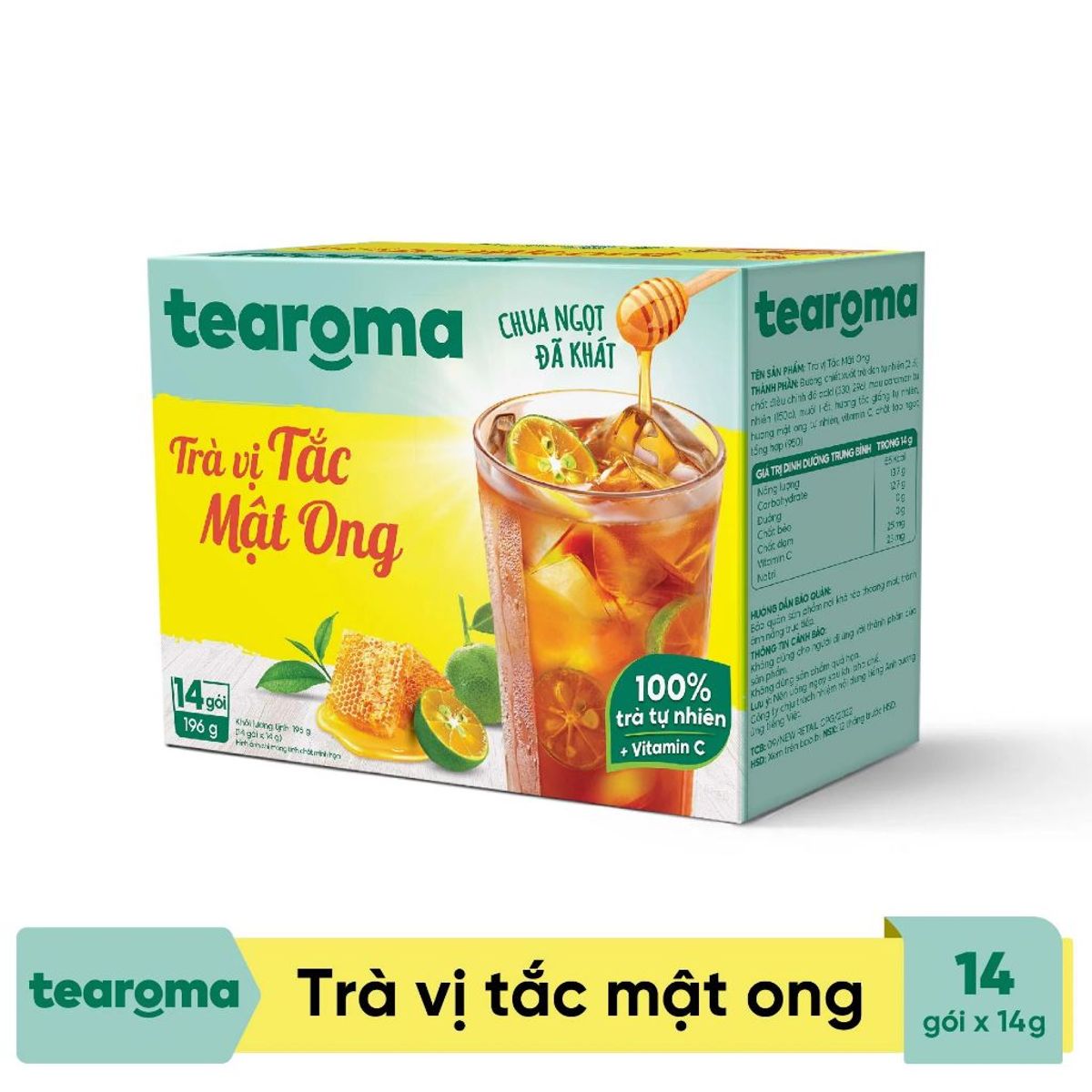 Combo 3 Trà Tearoma hòa tan vị Tắc mật ong hộp 196g (14 gói x 14g) giá ...