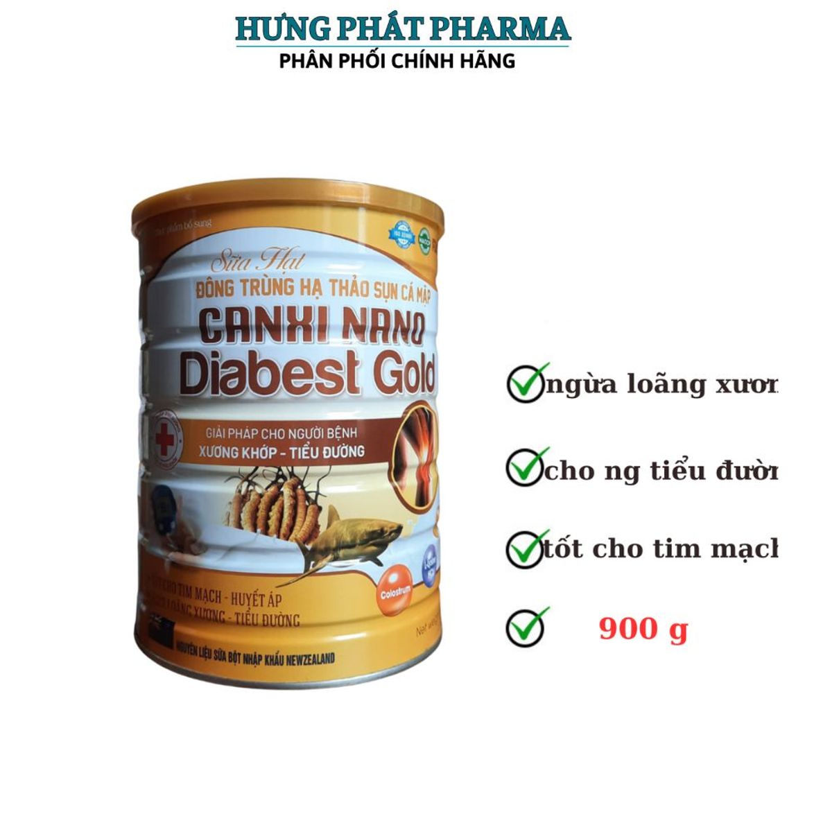 Sữa Sụn Cá Mập Canxi Nano Diabest Gold giúp bổ sung canxi cho khớp và hỗ trợ tiểu đường (hộp ...