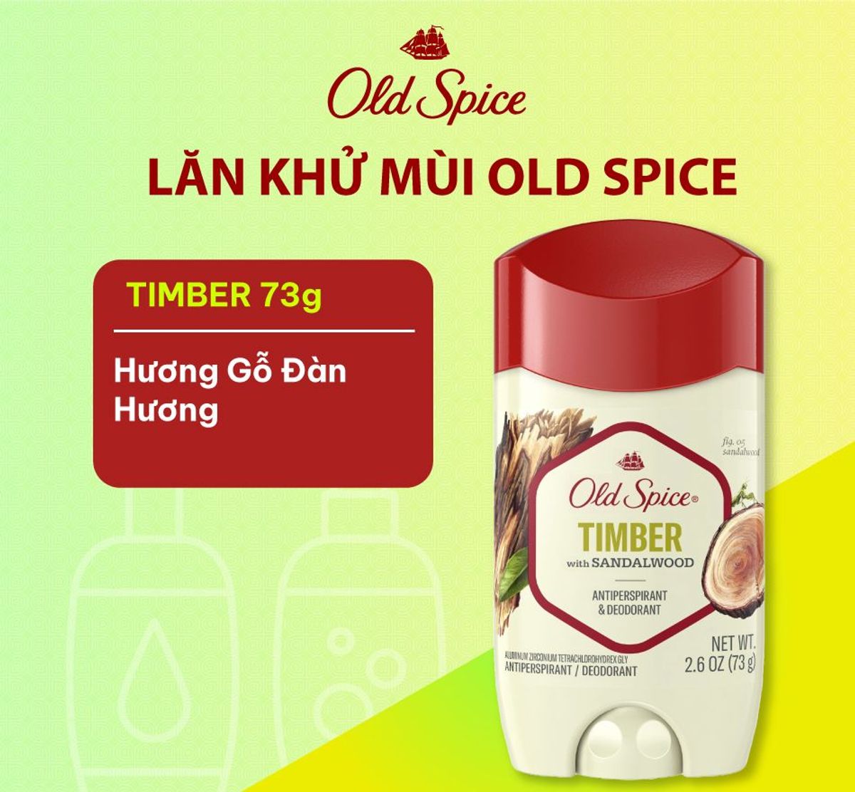 Lăn khử mùi Old Spice - Timber Hương Gỗ đàn hương 73g giá sỉ, giá bán buôn - Thị Trường Sỉ