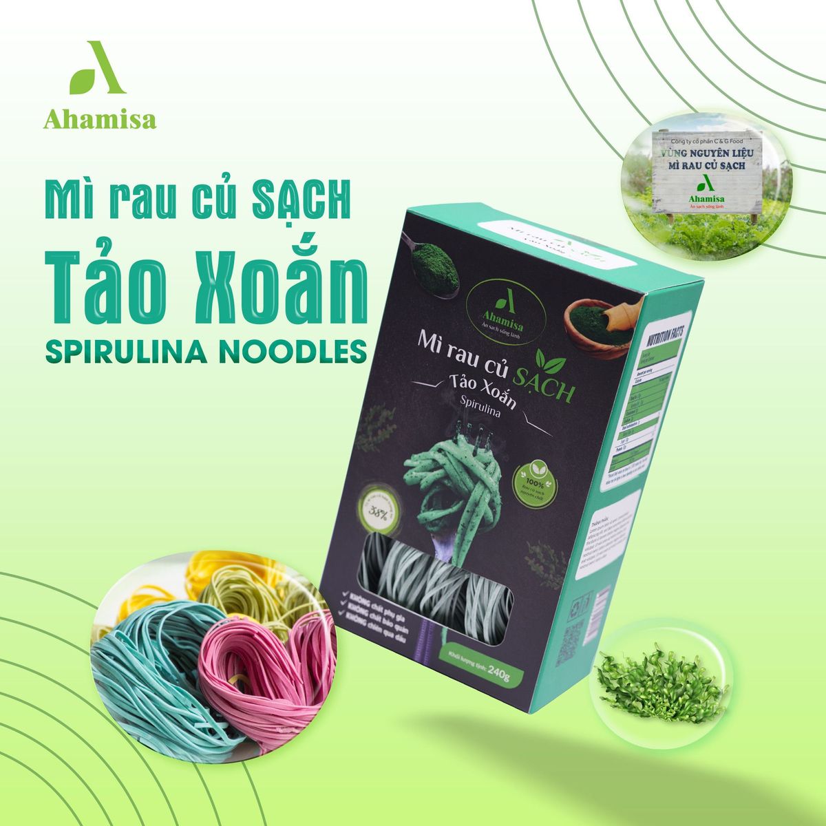 Mì Tảo Xoắn, Mì rau củ sạch, Mì ăn kiêng, Mì Healthy 240g giá sỉ, giá ...