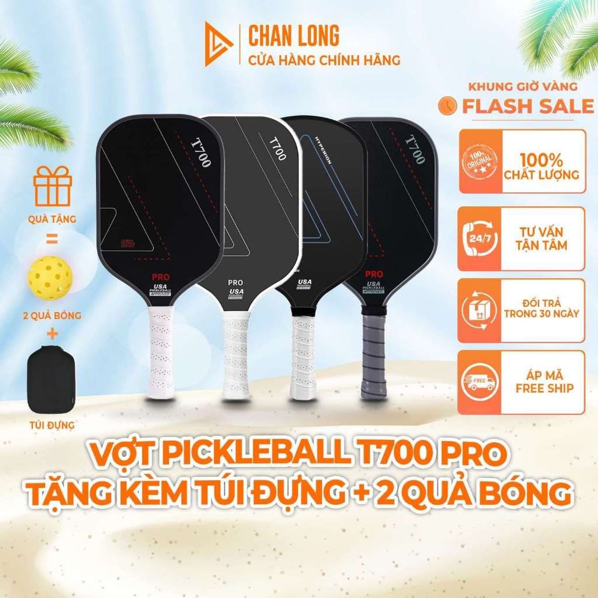 Vợt Pickleball T700 Pro - T700 Hyperion công thủ toàn diện, thiết kế rỗng tiêu chuẩn USAPA chất ...