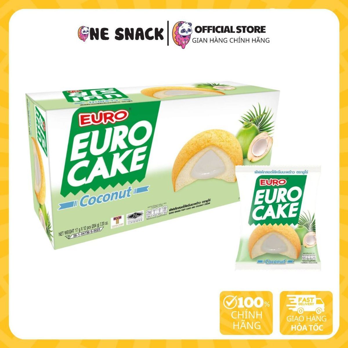 Bánh Trứng Vị Dừa Euro Cake Thái Lan - Hộp 12 Cái 204g | Euro Cake ...