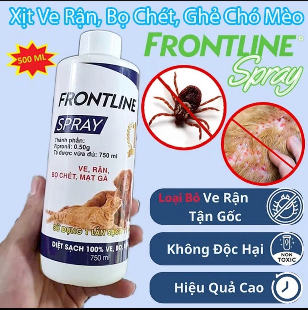 Chai Xịt Ve Rận Bọ Chét Chó Mèo Frontline Spray 500ml Chính Hãng Loại ...