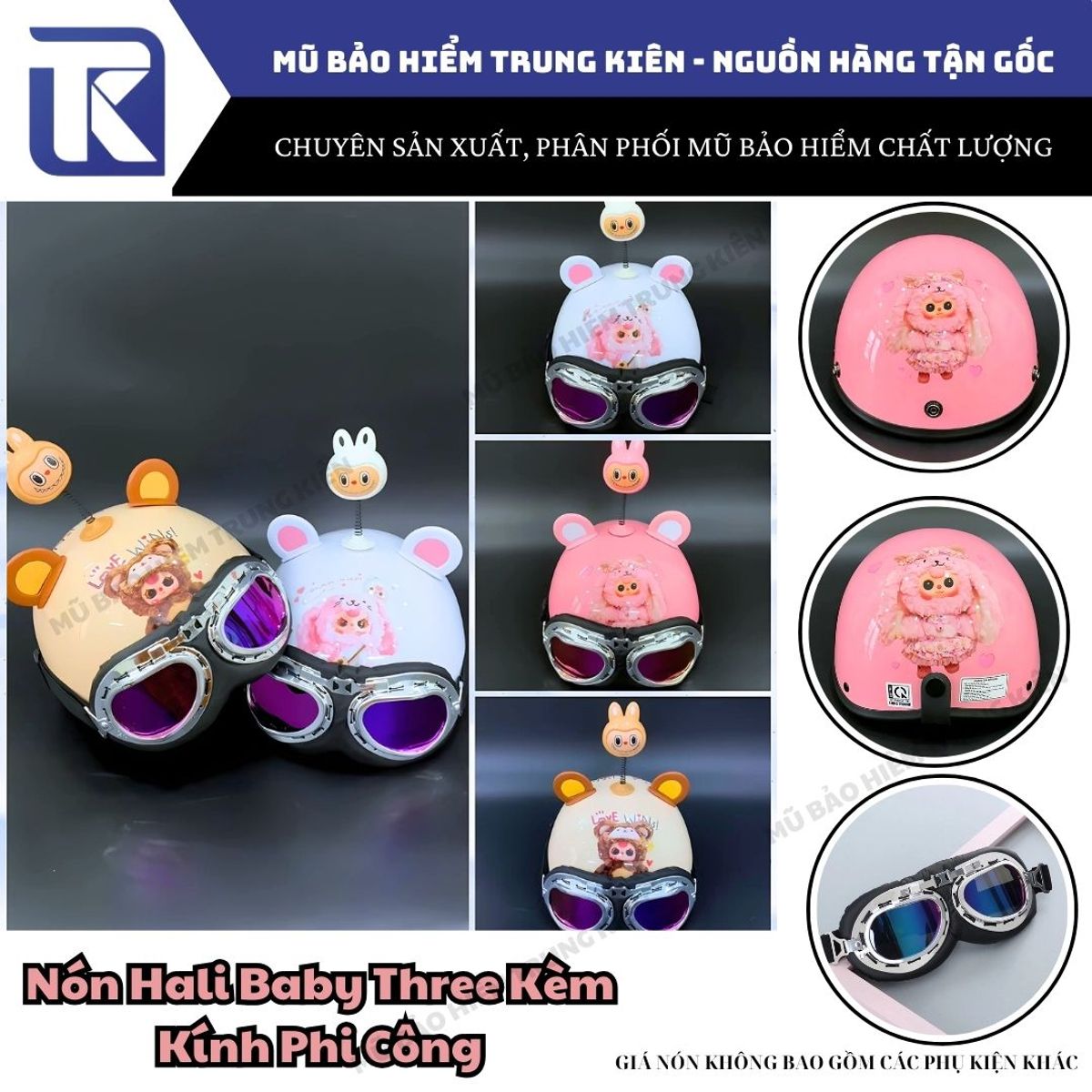 Nón bảo hiểm trẻ em Hali tem Baby Three hot trend, kèm Kính Phi Công ...