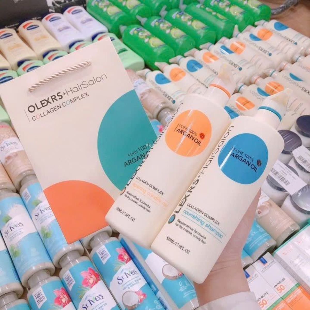 Cặp Dầu Gội Xả Olexrs Argan oil Collagen Hair Salon- 500mlx2 giá sỉ, giá bán buôn - Thị Trường Sỉ