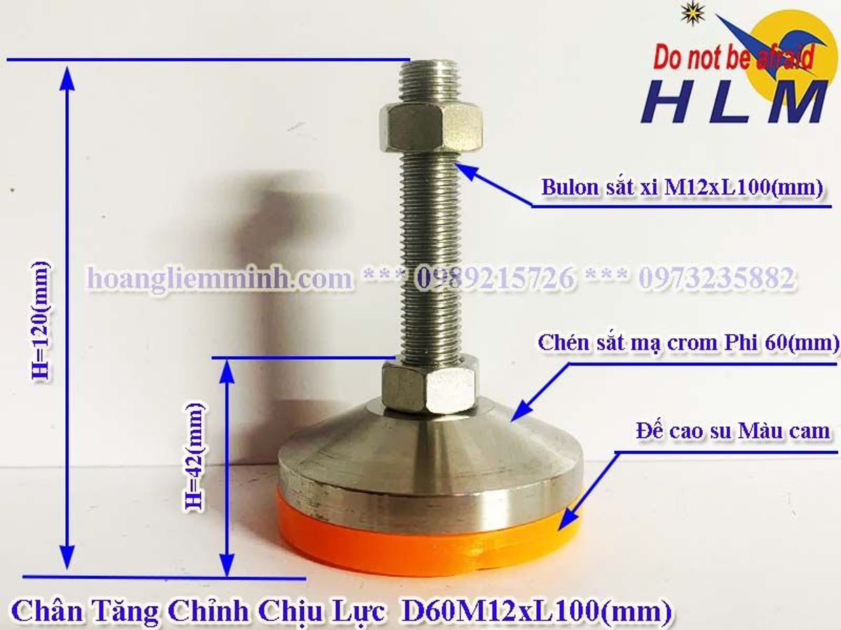 Chân tăng chỉnh D60M12xL100(mm) | Chân tăng chỉnh chịu lực | Chân tăng ...