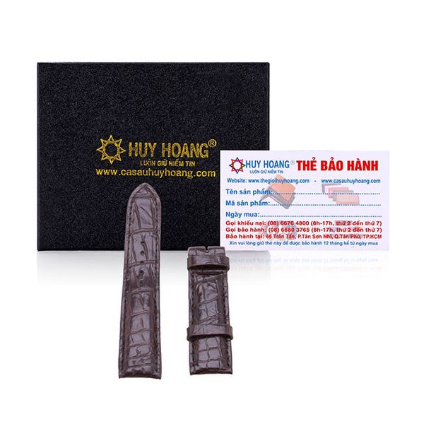 Dây đồng hồ Huy Hoàng da cá sấu size lớn màu nâu đất HR8209 giá sỉ, giá ...