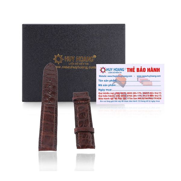Dây đồng hồ Huy Hoàng da cá sấu màu nâu đất HR8202 giá sỉ, giá bán buôn ...