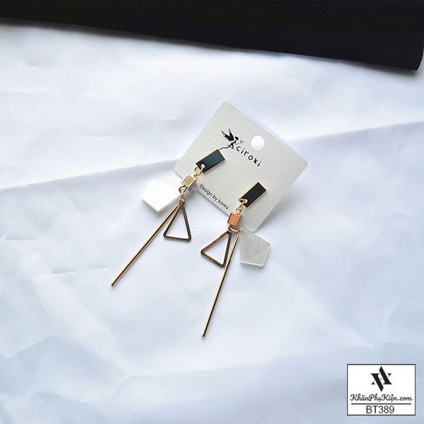 Bông Tai Form Dài Hình Thoi Màu Trắng Đuôi Thanh Kim Loại - Mã BT389 ...