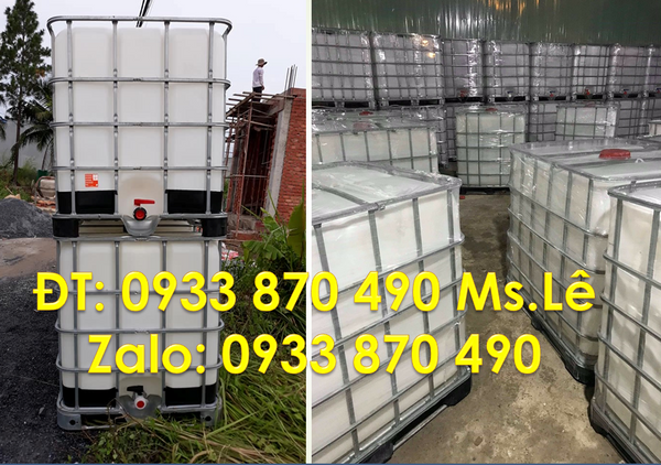 Téc nhựa 1000 lít vuông có khung thépbồn nhựa đựng 1000 lít hóa chất ...