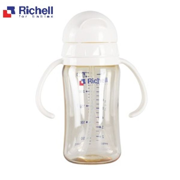 Bình tập uống Richell nhựa PPSU có ống hút 260ml - Trắng giá sỉ, giá bán buôn - Thị Trường Sỉ