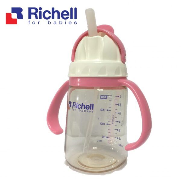 Bình tập uống Richell nhựa PPSU có ống hút 200ml - Hồng giá sỉ, giá bán buôn - Thị Trường Sỉ