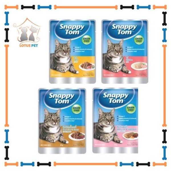 Thùng Pate 48 gói Snappy Tom dành cho mèo - Gói 85gr (3 vị) giá sỉ, giá ...