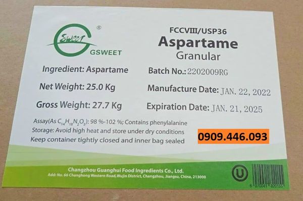 Aspartame (E951) - Chất tạo ngọt thực phẩm, đường hóa học cao cấp giá ...
