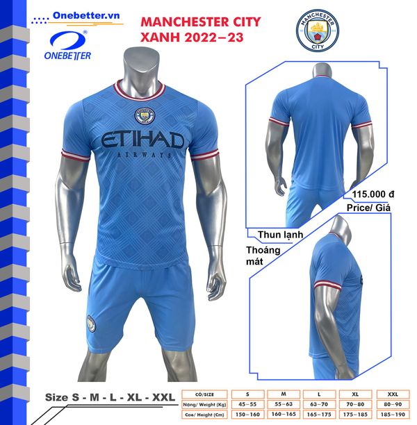 Đồ đá banh, quần áo bóng đá CLB Manchester City xanh da - Thun lạnh co ...