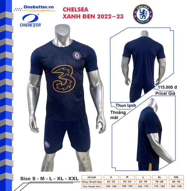 Đồ đá banh, quần áo bóng đá CLB Chelsea xanh đen - Vải thun lạnh co ...