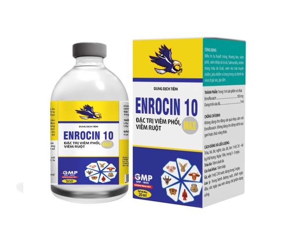 Thuốc Thú Y Enrocin 10 Max Châu Thành Đặc Trị Ho, Viêm Phổi, Viêm Ruột ...