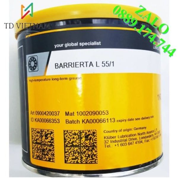 Mỡ bôi trơn Kluber Barrierta L55/1 (1kg) giá sỉ, giá bán buôn - Thị ...