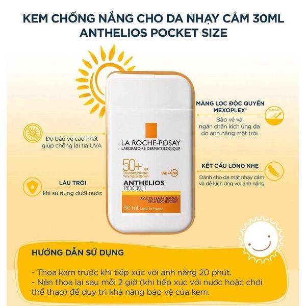 Kem chống nắng La Roche Posay Anthelios Pocket Sun Cream SPF50+ 30ml ...