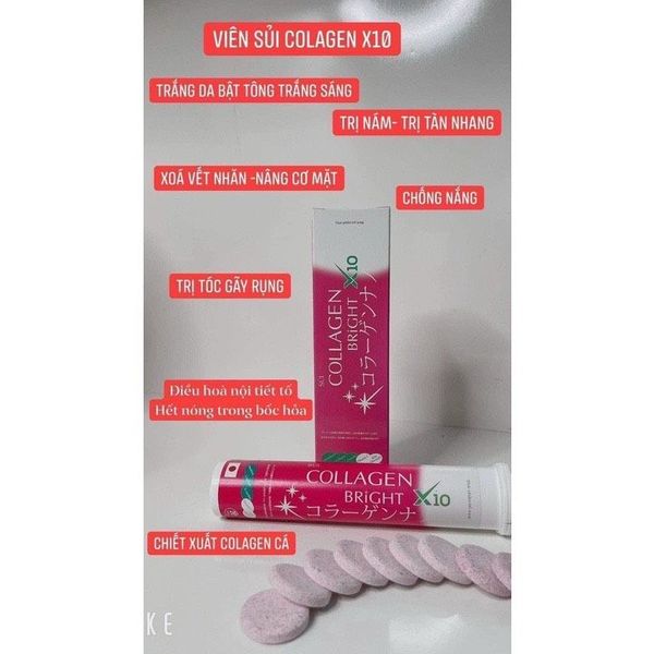 Viên Sủi Collagen X10 collagen đẹp da trắng sáng tự nhiên sạch nám tàn ...