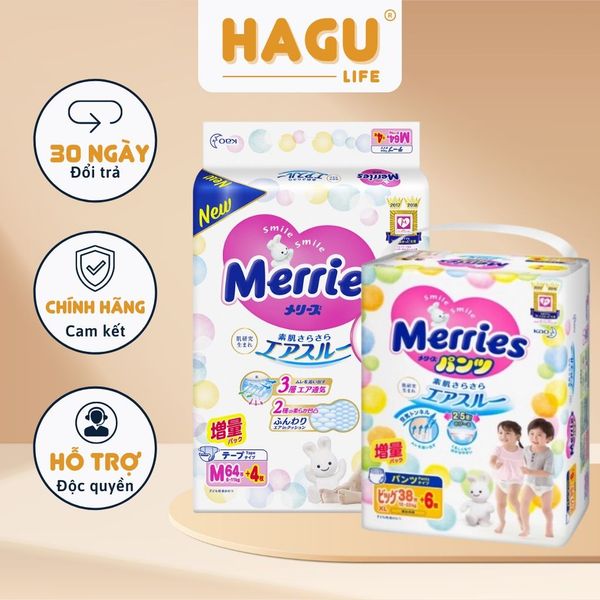 Tã Merries Cộng Miếng Nội Địa Nhật Bỉm Tả Meries Quần Dán Size NB96/S88 ...