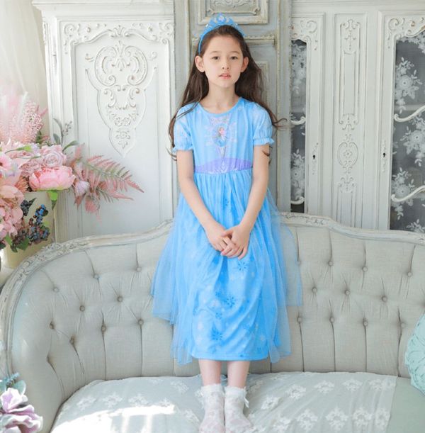 Váy mặc nhà Elsa (tay ngắn) kèm băng đô cho bé giá sỉ, giá bán buôn ...