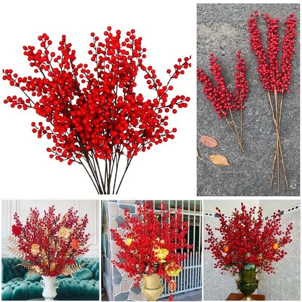 Cành Đào Đông Đỏ Cao Cấp, Một Cành 9 Nhánh Hàng Đẹp Trang Trí Tết ...