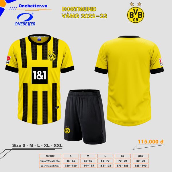 Đồ đá banh, quần áo bóng đá CLB Dortmund 2022-23 màu vàng - Size từ S ...